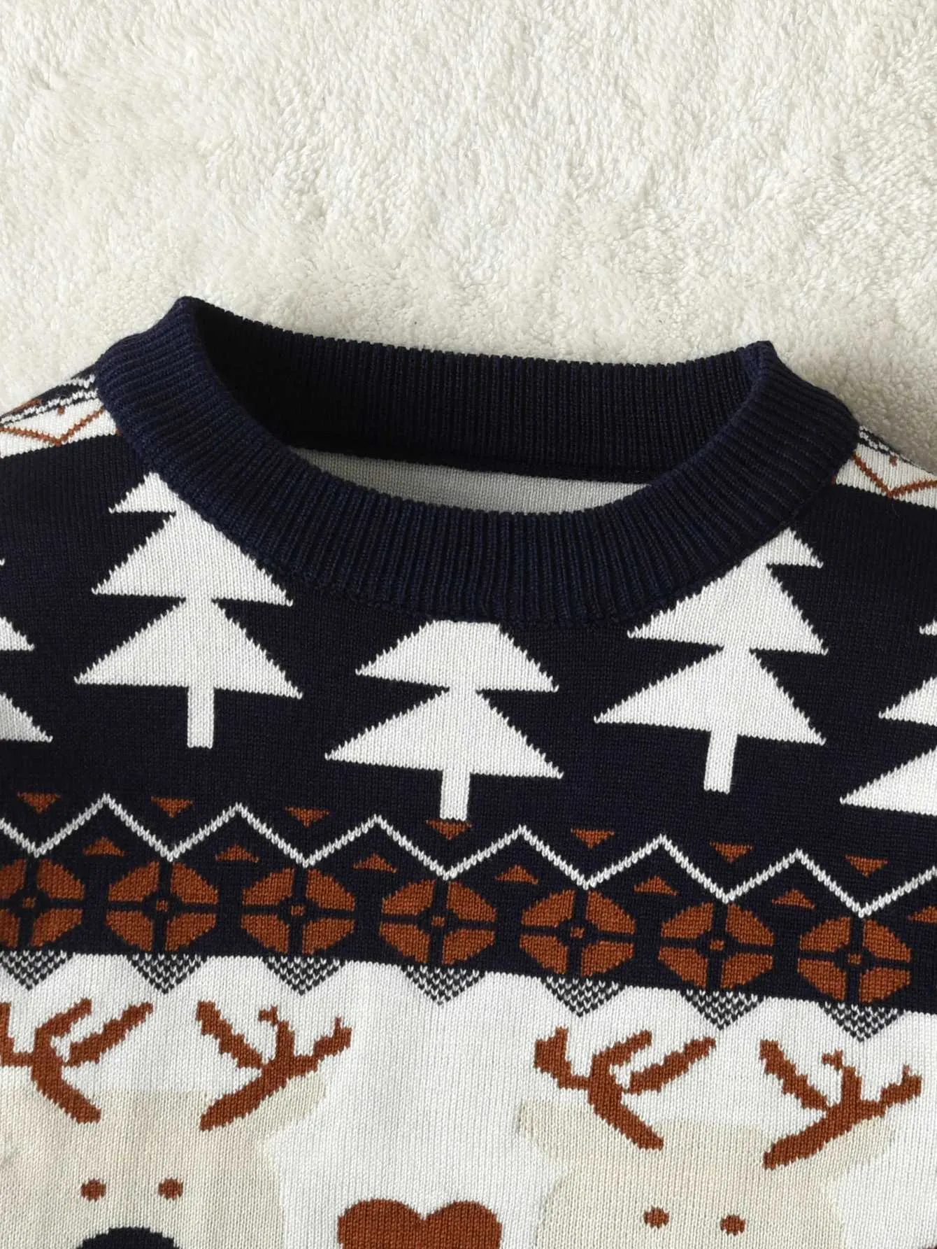 Boys Christmas Tree Elk Cartoon Hoodie Sweater Long Sleeve V-Neck ...