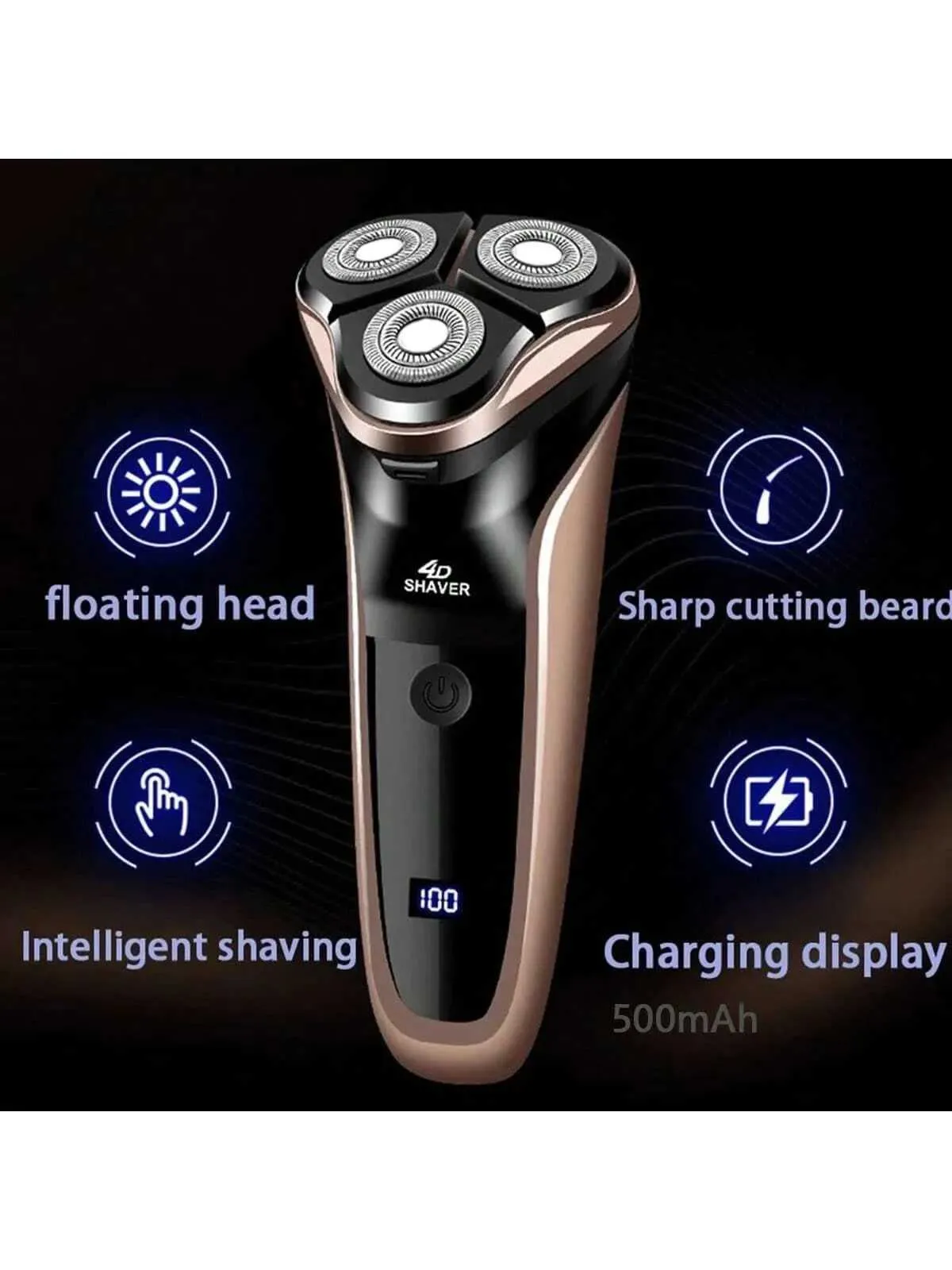 2026 Mens Electric Rechargeable Shaver with LED Power Display and ...