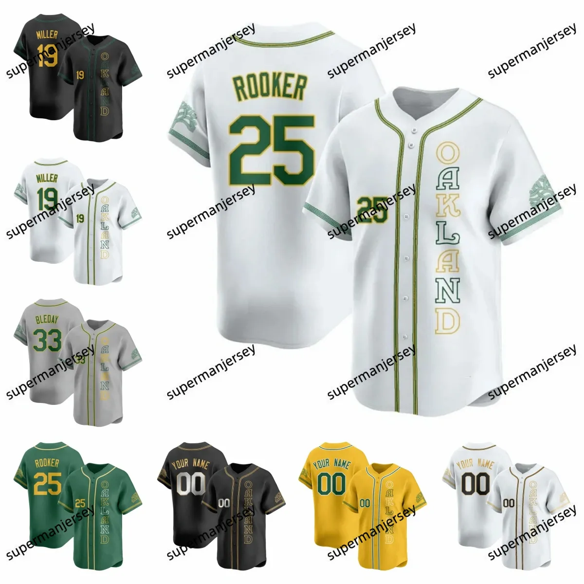 Personalized Ricky Henderson Memorial Green Baseball Uniforms All ...