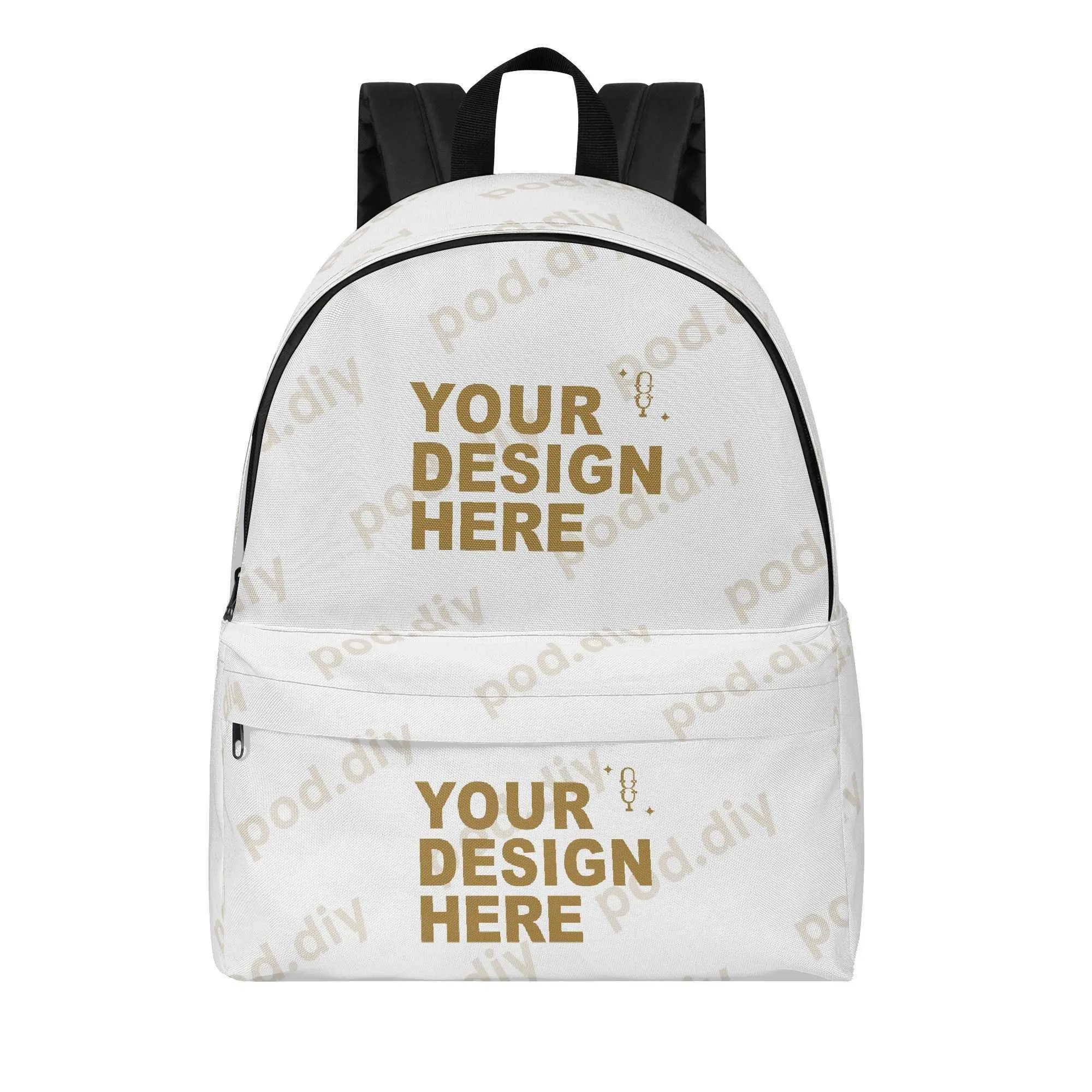 POD.DIY Unisex Casual Polyester Canvas Backpacks with Zipper Closure ...