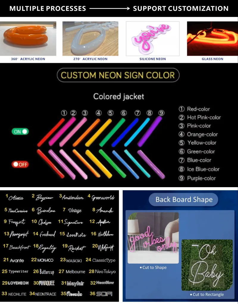 LED Neon Custom Message Signage Indoor RGB Light 14W 6V for Parties and ...