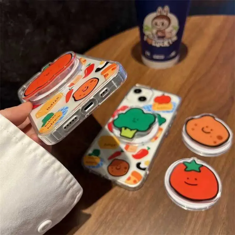 Korean Cute Cartoon Vegetable Magnetic Phone Grip Tok Griptok Phone ...