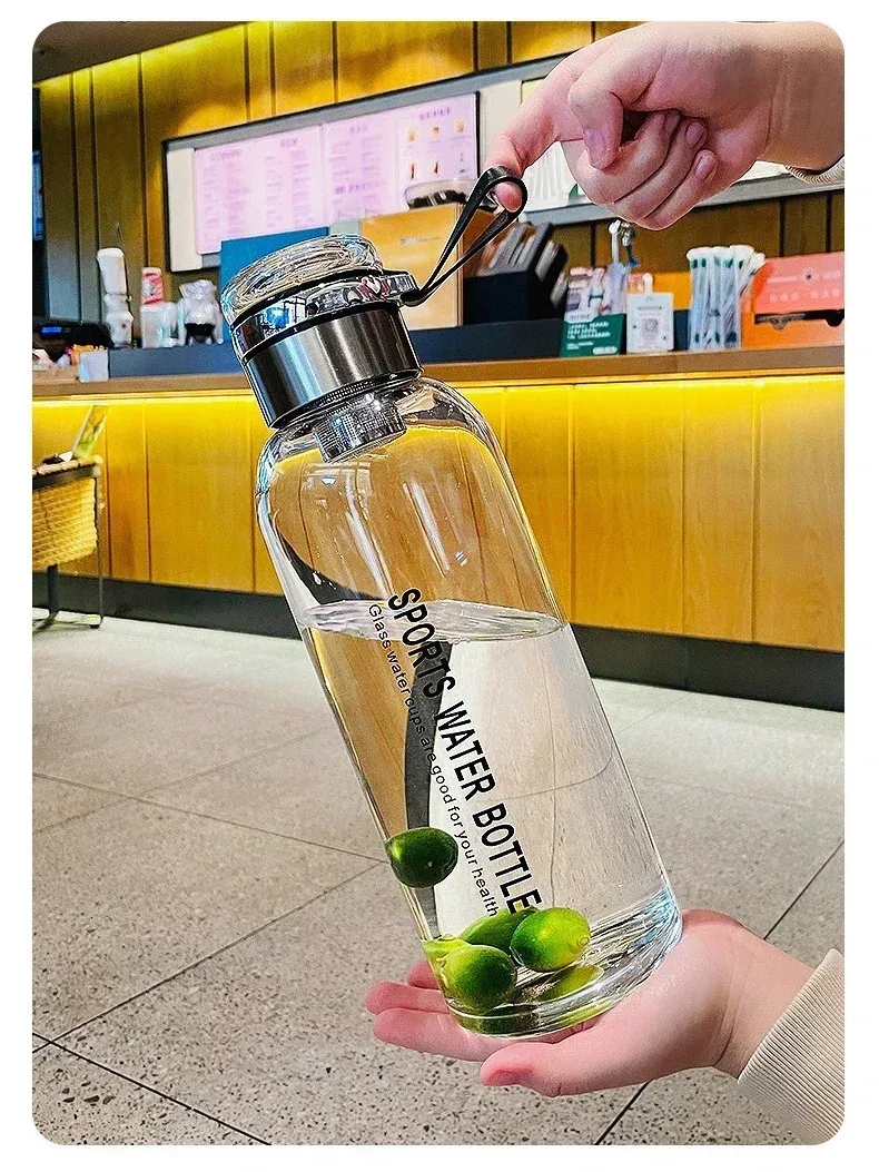 2L Large Capacity Transparent Glass Water Bottle for Outdoor Sports and ...