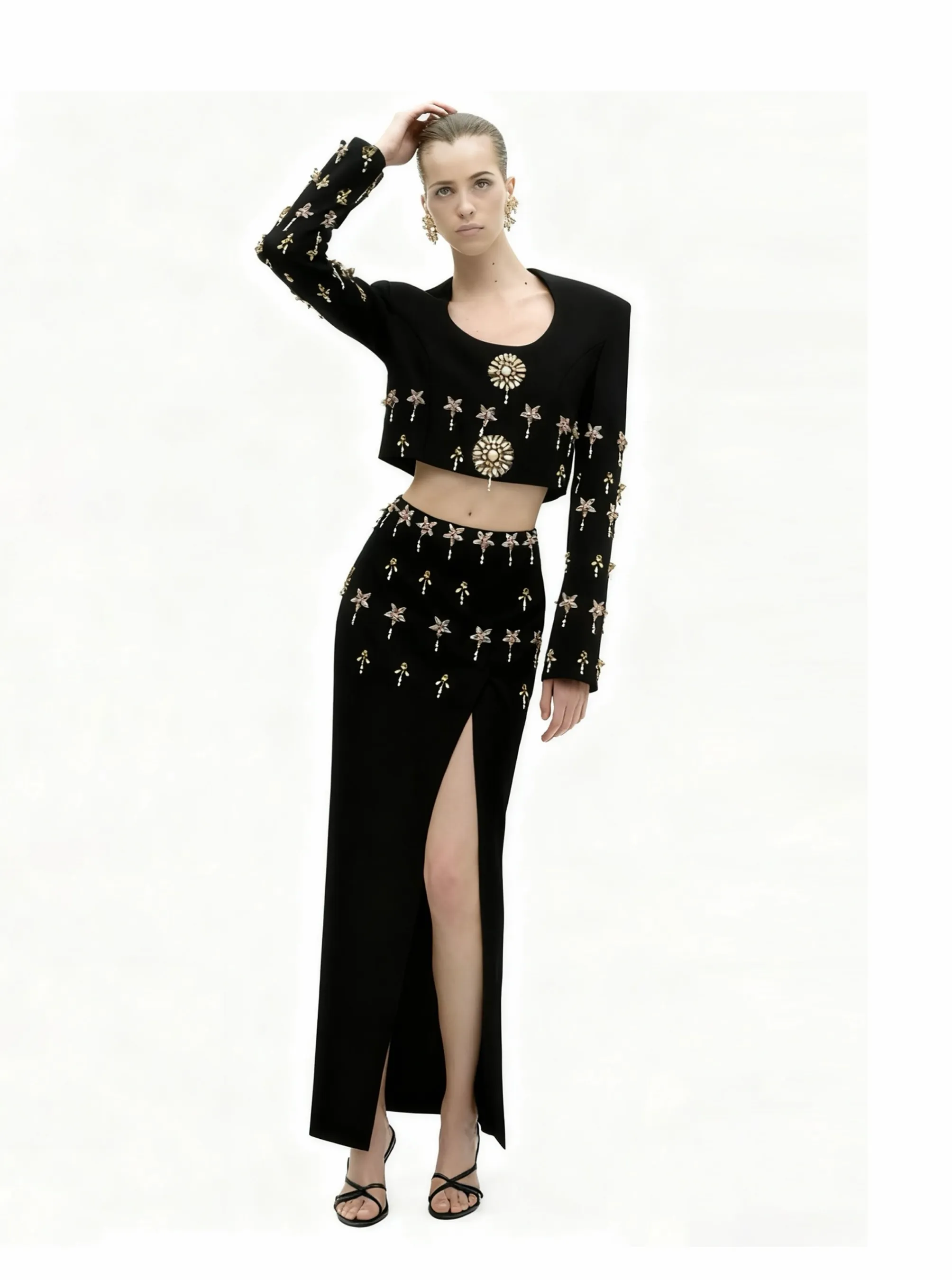 2026 high waist two-piece suit with square neck short-sleeved top and ...