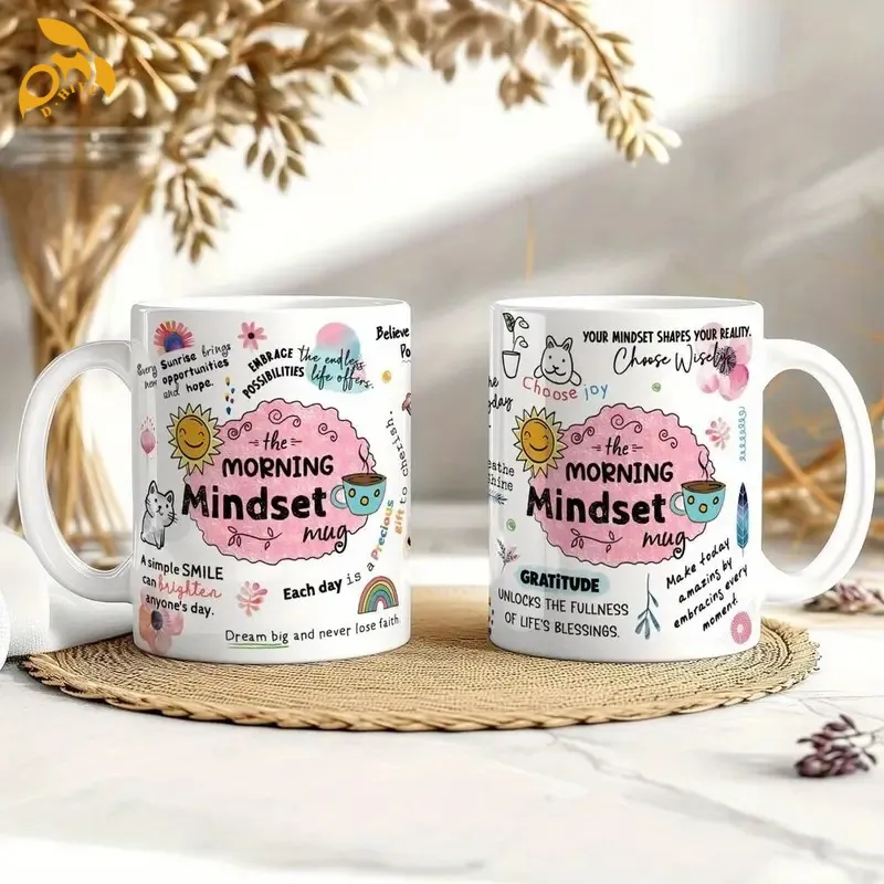 Designer 330ml Reusable Coffee Tea Mug Set Portable Flat Bottom Cups ...