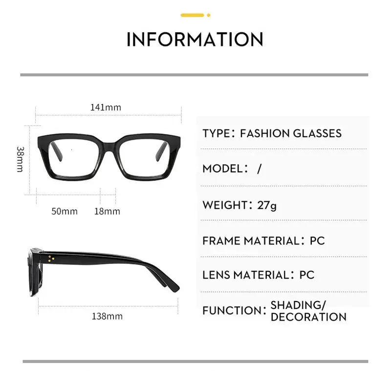Vintage Square Optical Eyeglasses Frame for Men and Women with Rivet ...