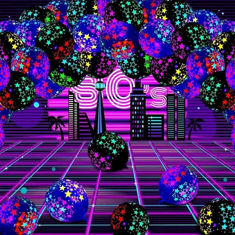 60/Fluorescent Round Latex Balloons Glow In The Dark Luminous Dots for ...