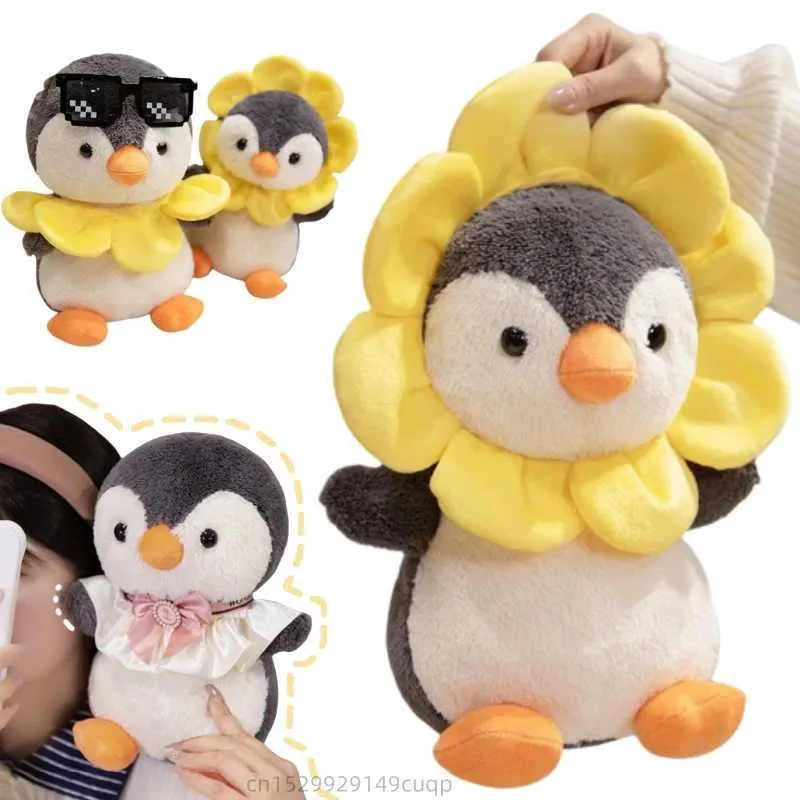 Cute 25/35cm Penguin Penguin Soft Toy With Sunflower Bow Tie Perfect ...