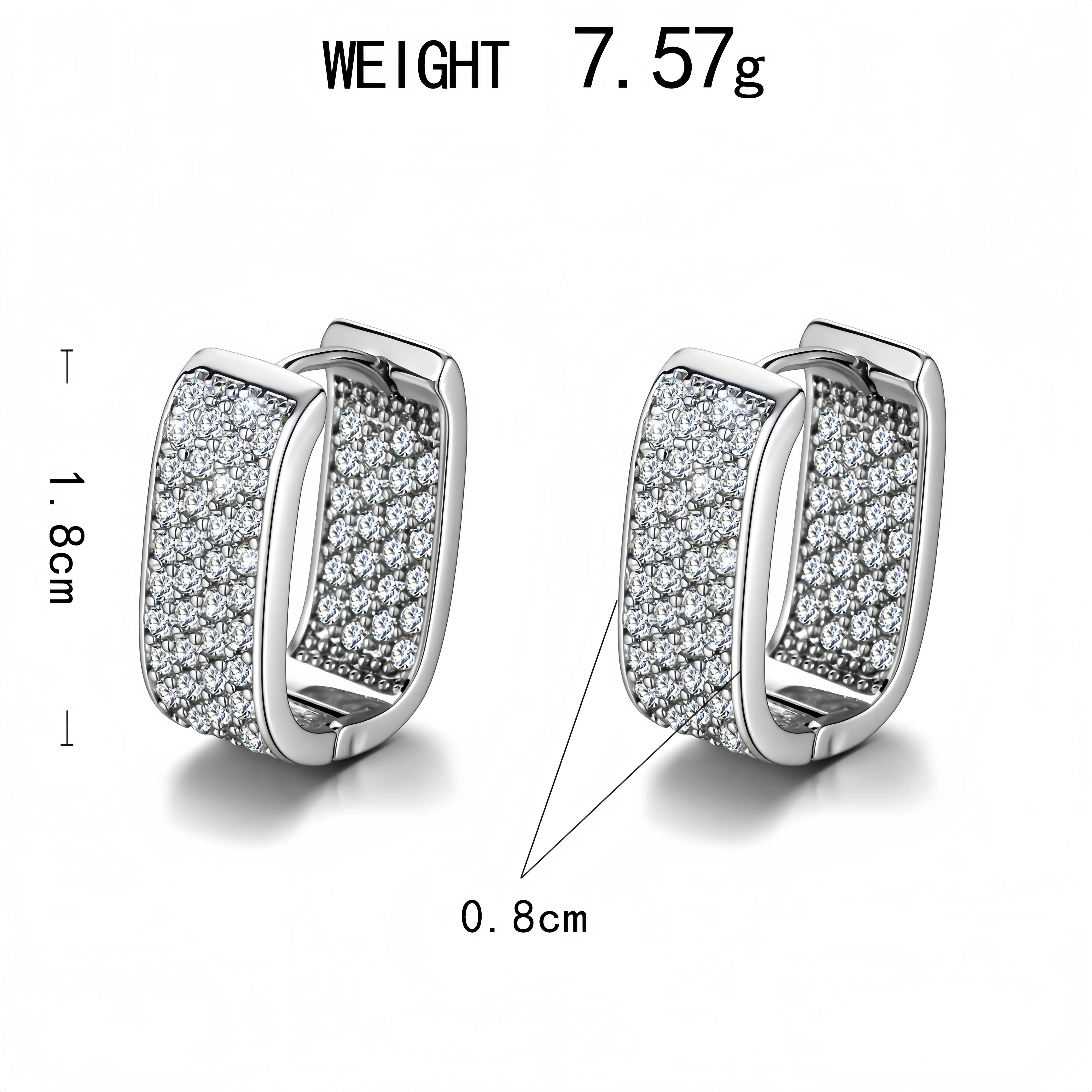 Designer women's heart-shaped earrings with white cubic zirconia, brass ...