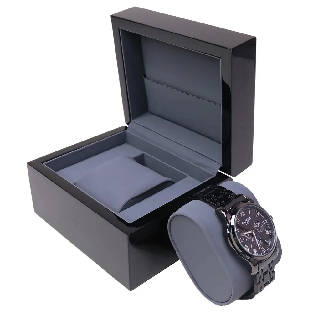 Wooden Black Lacquer Watch Packaging Box with Leather Pouch Rectangle 5 ...