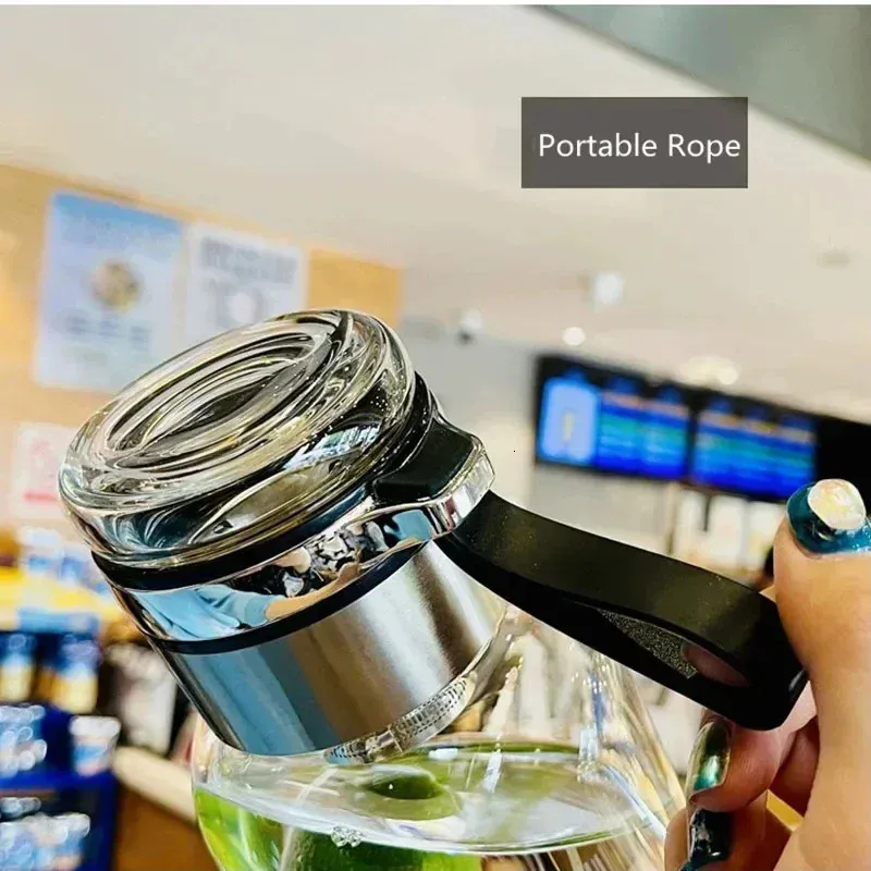 2L Large Capacity Transparent Glass Water Bottle for Outdoor Sports and ...