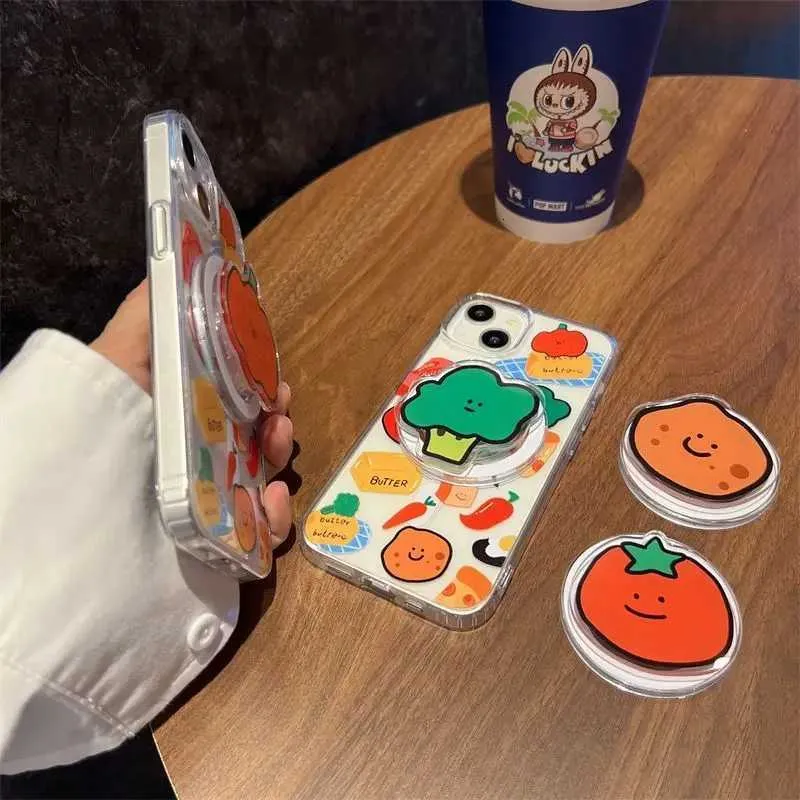 Korean Cute Cartoon Vegetable Magnetic Phone Grip Tok Griptok Phone ...