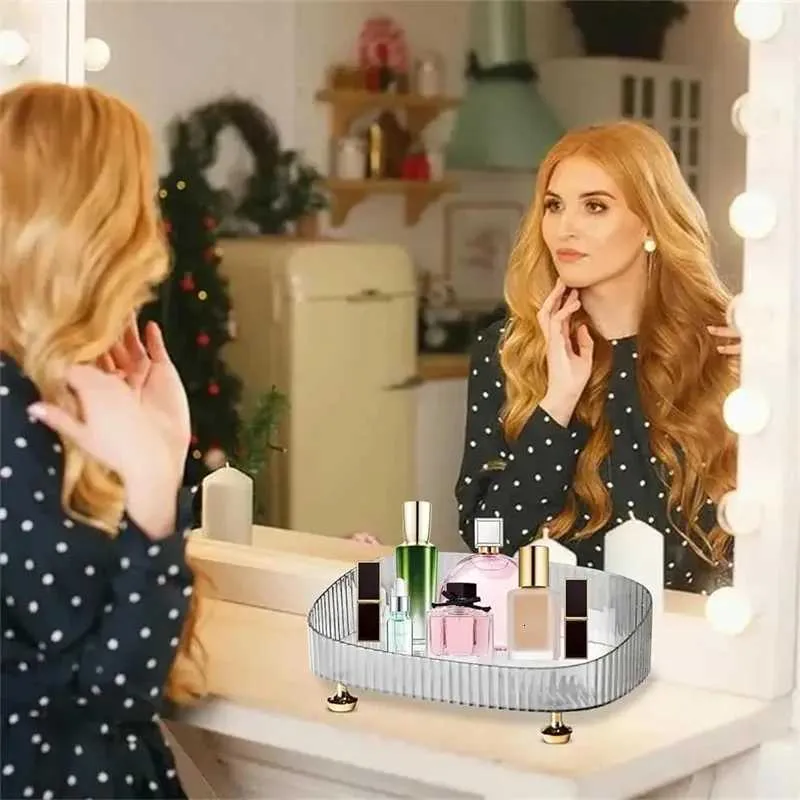 Bathroom Vanity Tray Large Capacity Glass Perfume Organizer for Dresser ...