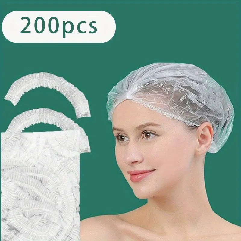 Disposable Shower Caps with Elastic Waterproof Design, Adjustable Fit ...