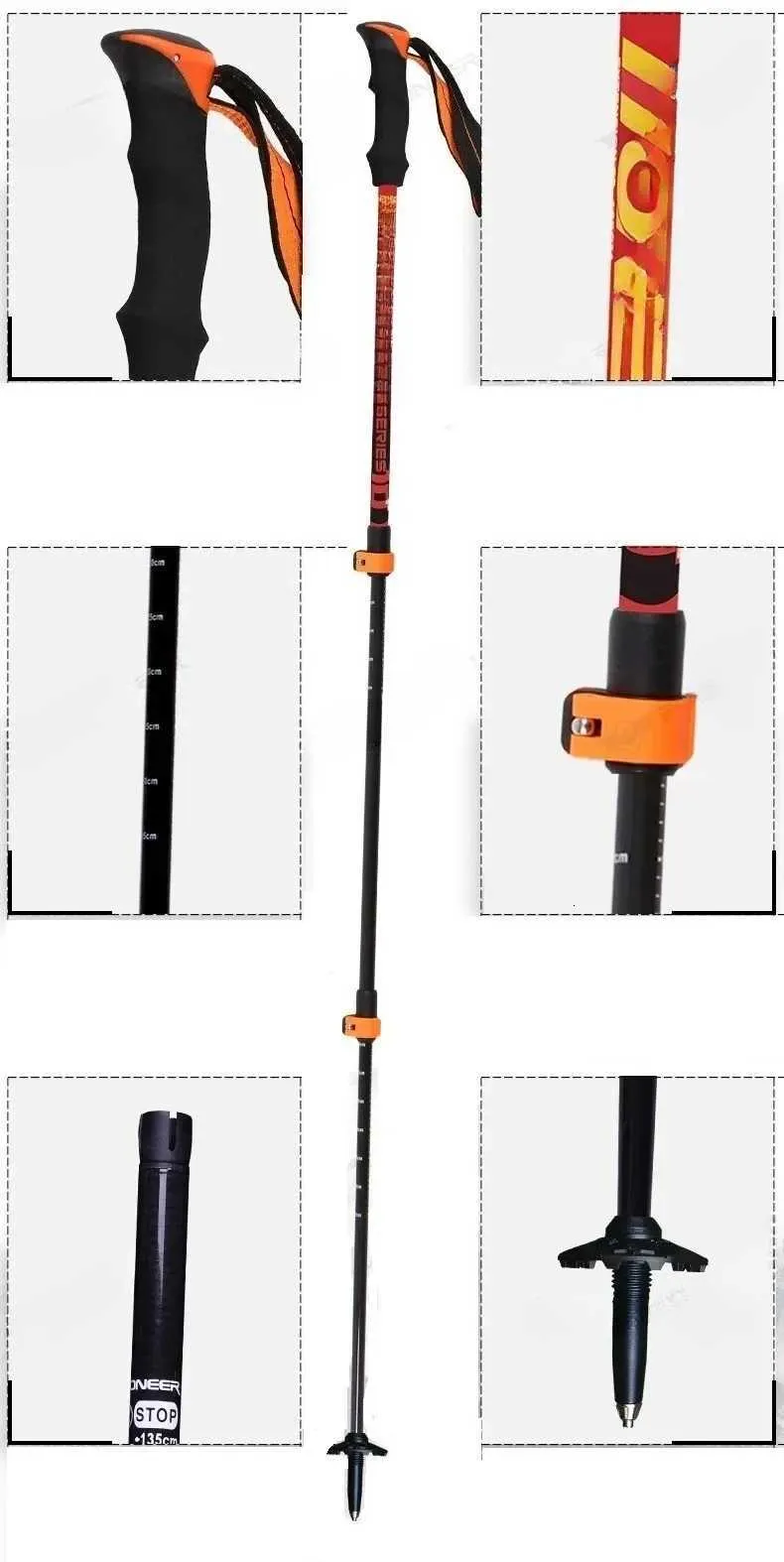 Carbon Fiber Adjustable Trekking Poles Walking Sticks Ultralight Hiking ...