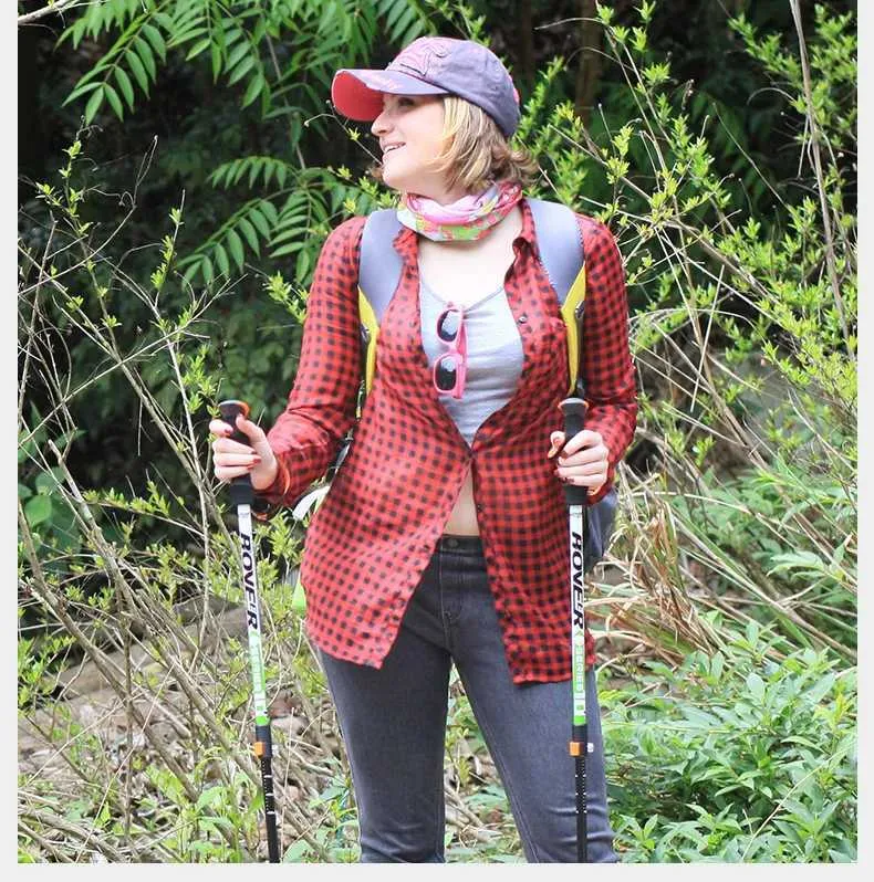 Carbon Fiber Adjustable Trekking Poles Walking Sticks Ultralight Hiking ...