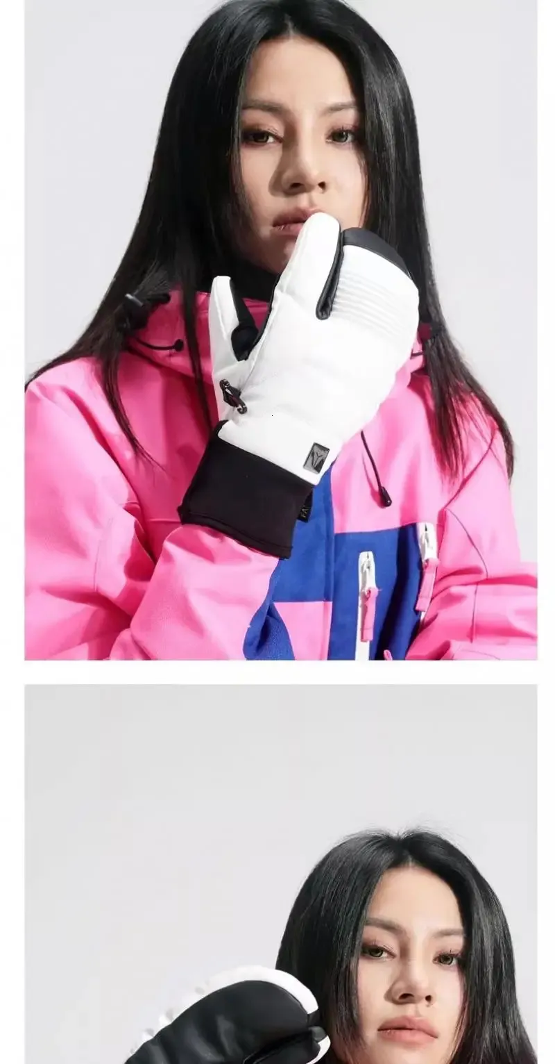 3-Finger Ski Gloves Waterproof Windproof Polyester Thermal Lined ...