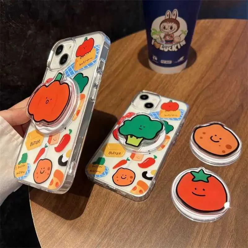 Korean Cute Cartoon Vegetable Magnetic Phone Grip Tok Griptok Phone ...