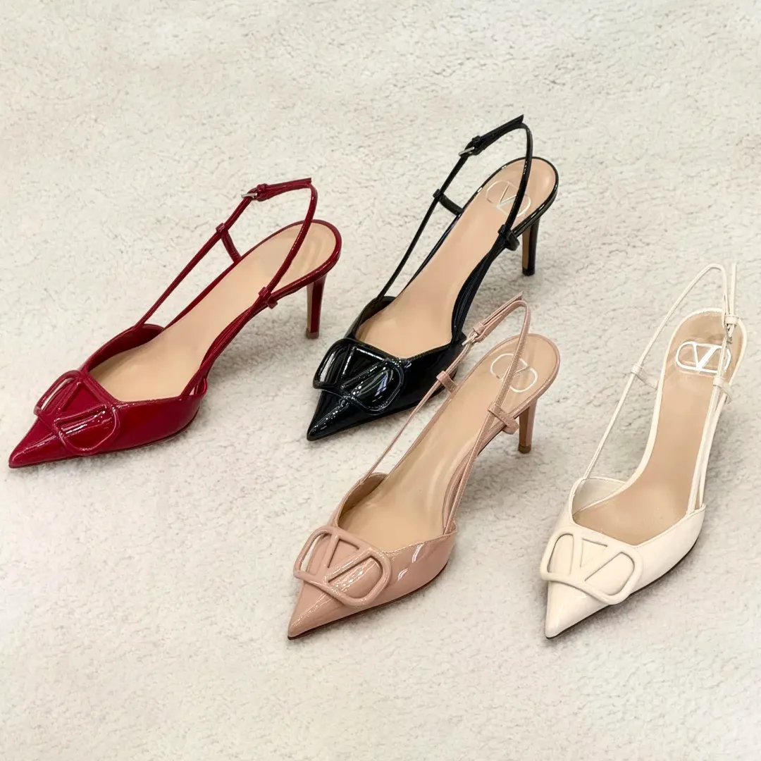 Designer Women's Genuine Leather Pumps Black Gold Slingback High Heels ...