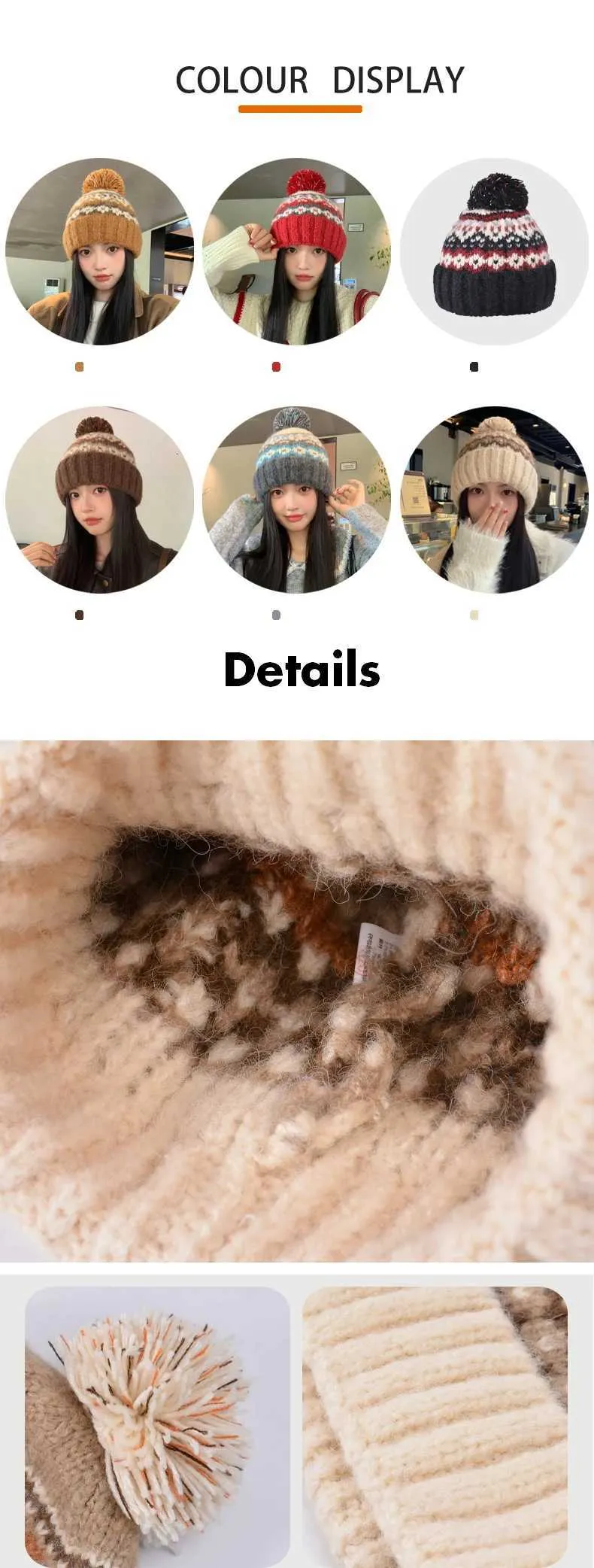 Pullover Winter Wool Hat for Men Knit Silk Thick Woolen Knitted Beanie ...