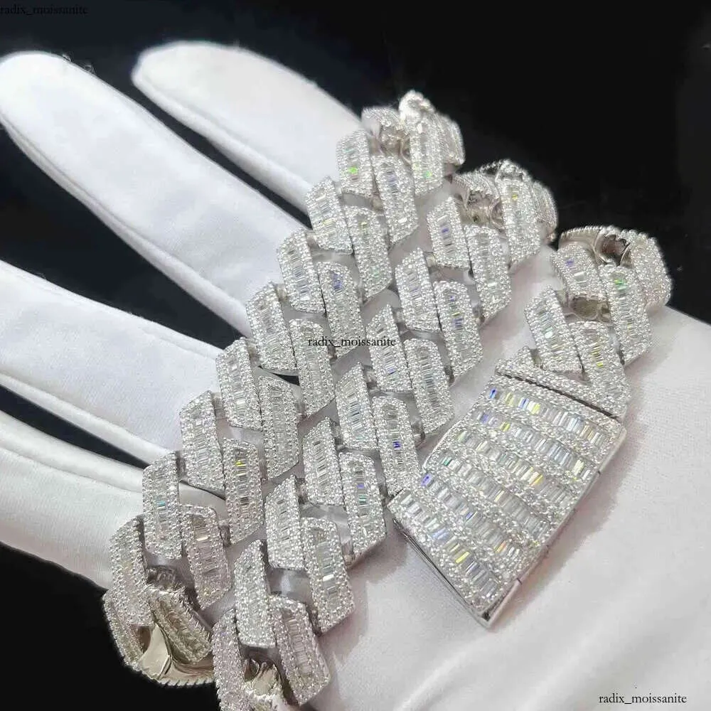 Moissanite Iced Out Twisted Singapore Chain Necklace 21.65 in 14K Gold ...