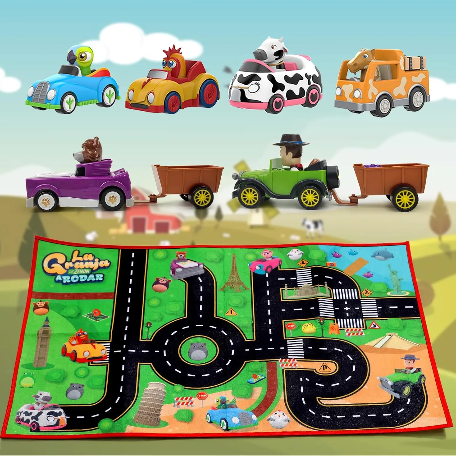 La Granja De Zenon Kids Pull Back Plastic Toy Cars 1:32 Scale for ...