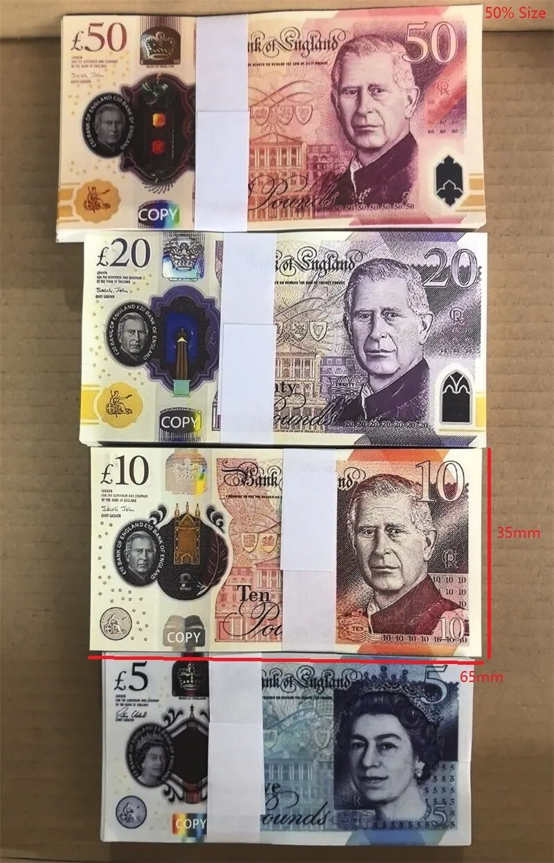 3A Prop Money UK Pounds GBP Realistic British 10, 20, 50 Notes For Kids ...