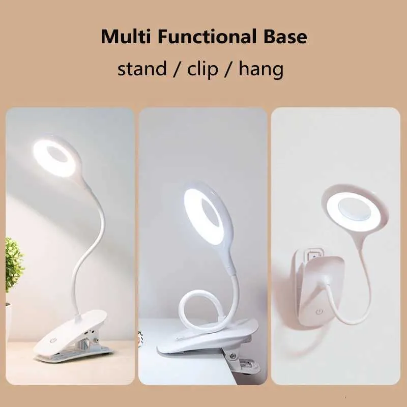 Rechargeable Small Table Lamp with Clip, 3 Modes Dimmable LED Bedside ...