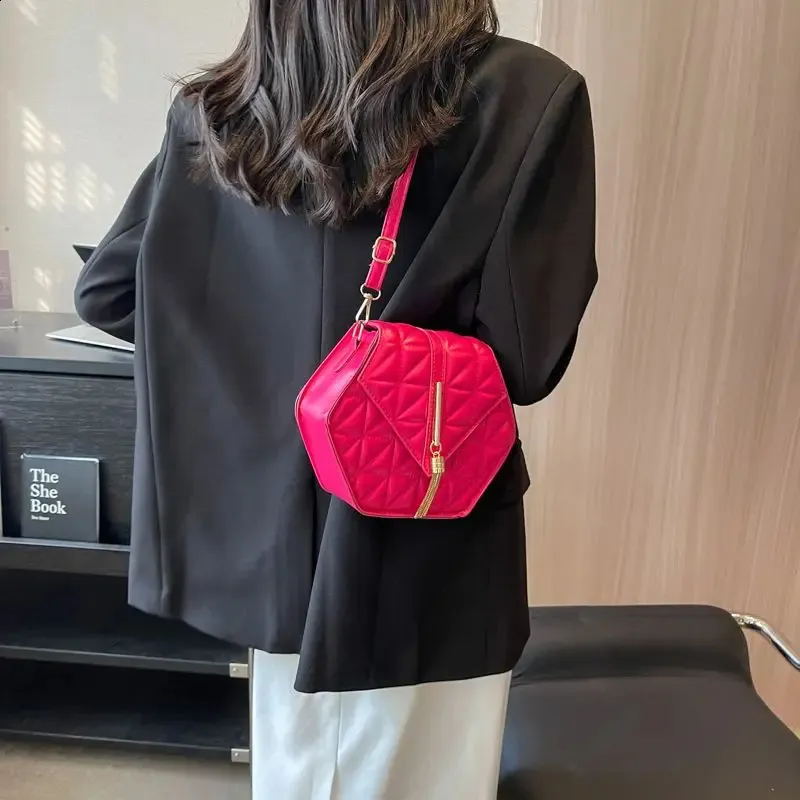 Red Mini PU Leather Shoulder Bag for Women with Zipper Closure from ...