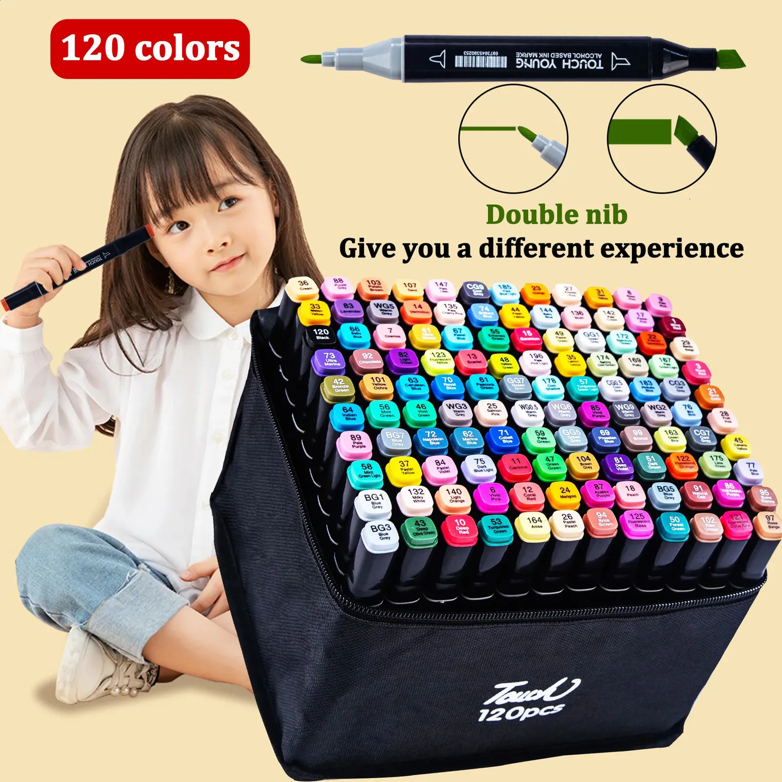 Alcohol Drawing Markers, Dual Tip Permanent Art Sketch Markers, Double ...