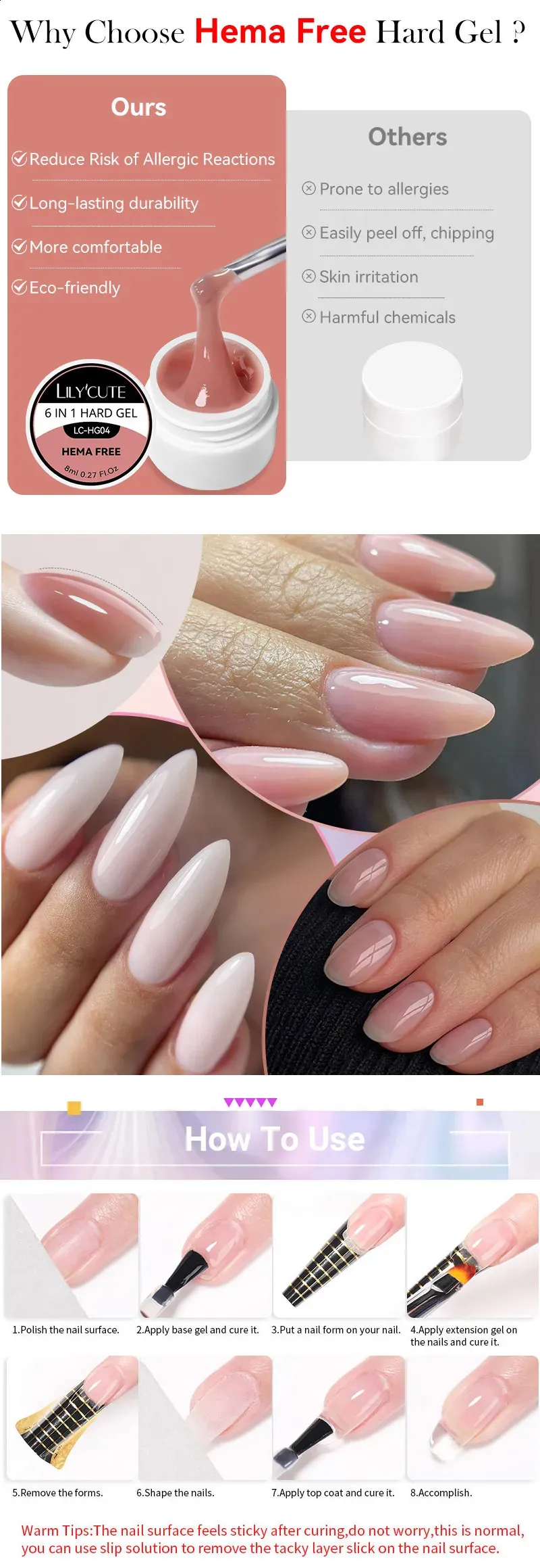 6-in-1 Builder Gel Nail Polish - Strong Acrylic Nail Extension Gel ...