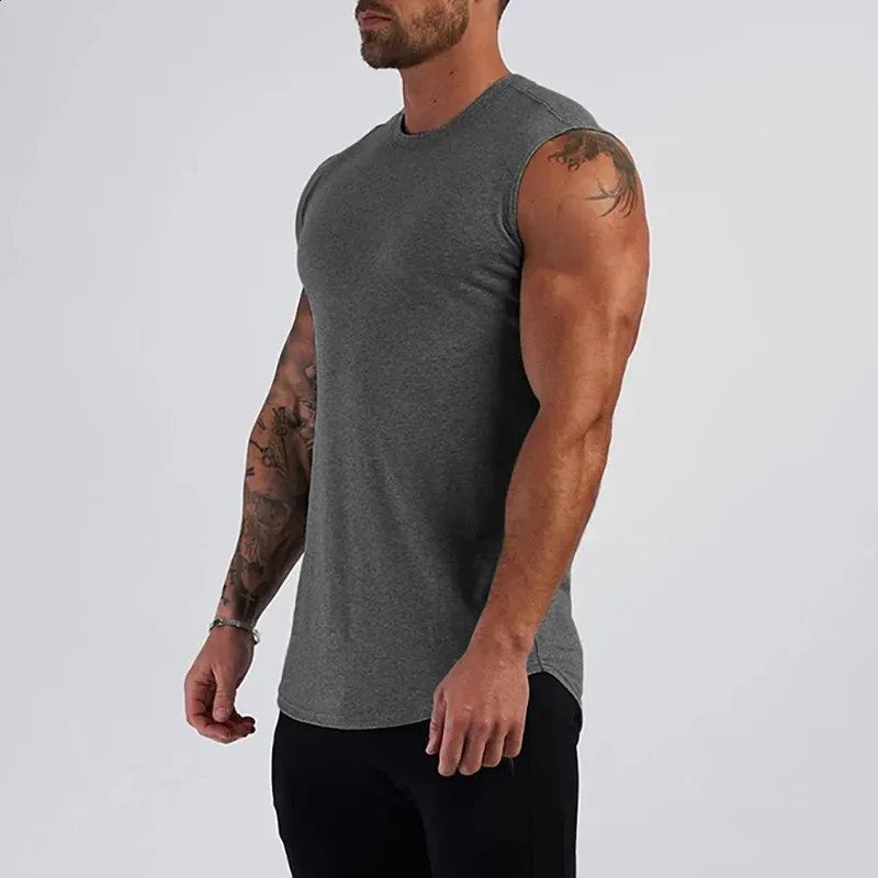 Cotton Gym Clothing Men's Workout Sleeveless Shirt Bodybuilding Tank ...