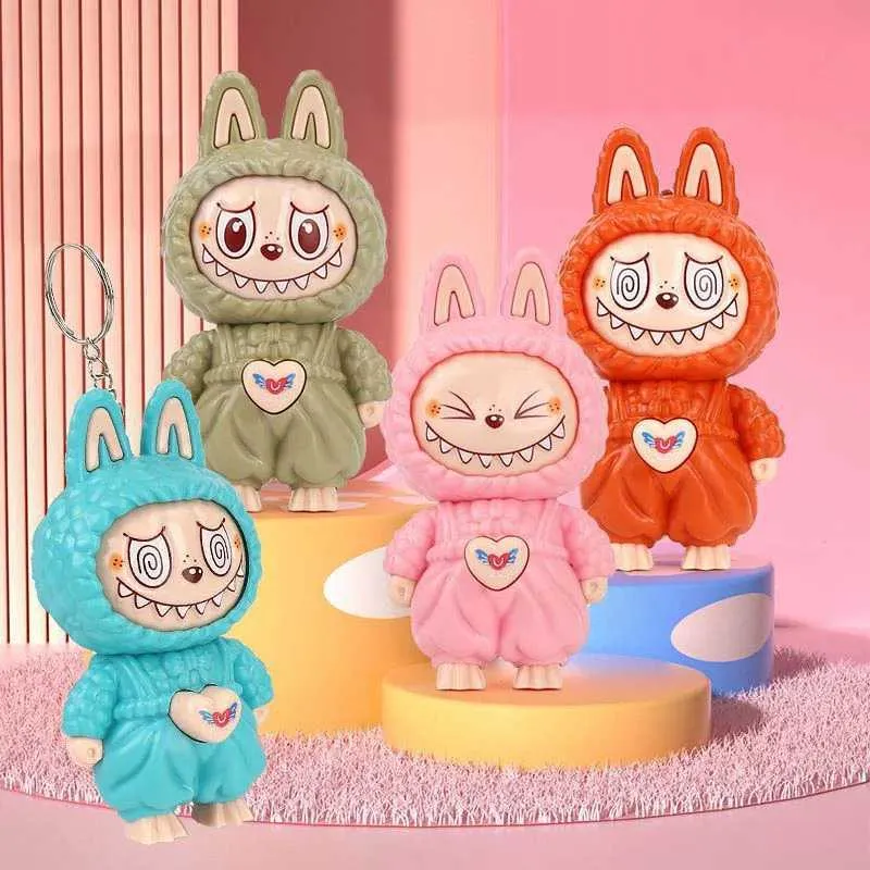 Labubu Face Changing Doll Keychains Cartoon Stress Relief Toys Pendant ...