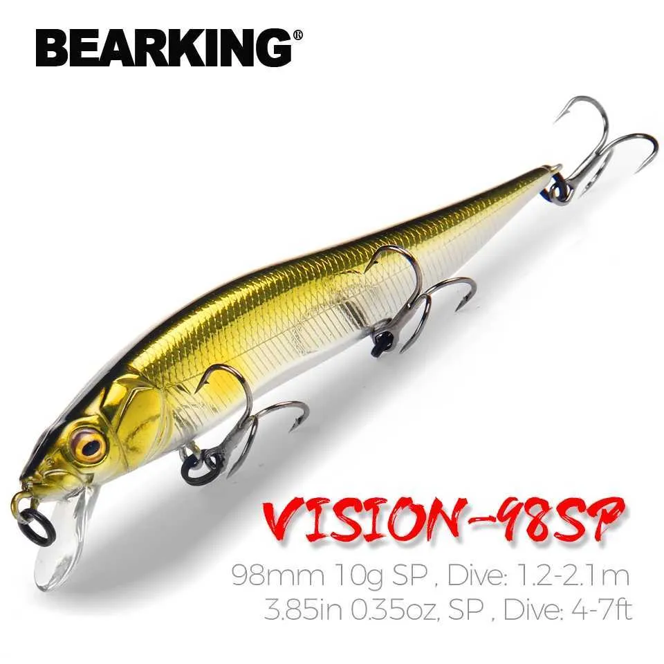 BEARKING 9.8cm 10g SP Dive 2.1m Professional Minnow Wobbler Fishing ...