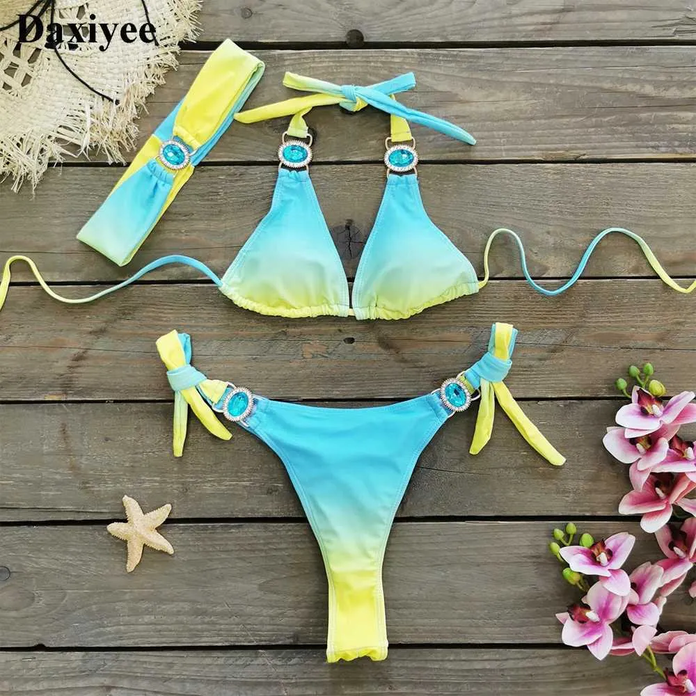 Rhinestone Crystal Diamond Patchwork Zaful Bikini With String Thong ...