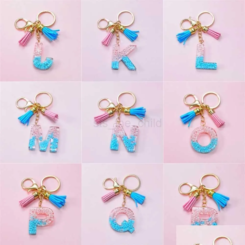 Exquisite Seed Beads Letter Resin Alphabet Keychain With Tassel ...