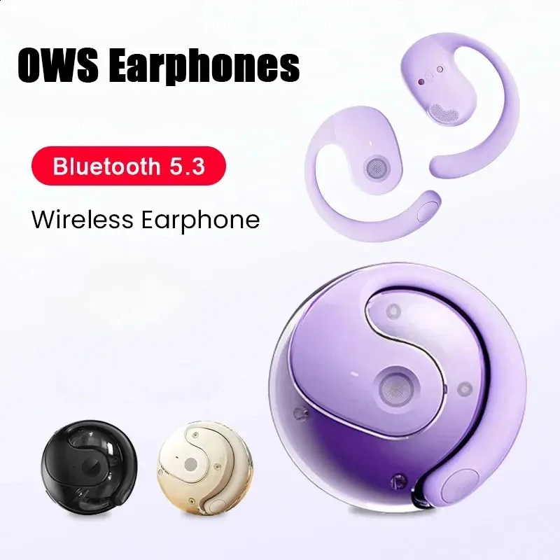 OWS Wireless Bluetooth Purple Earbuds With HiFi Stereo Sound, Smart ...