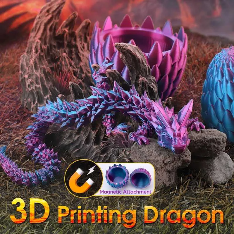 Luminous 3D Printed Articulated Dragon Sculpture ... From Freakhouse ...