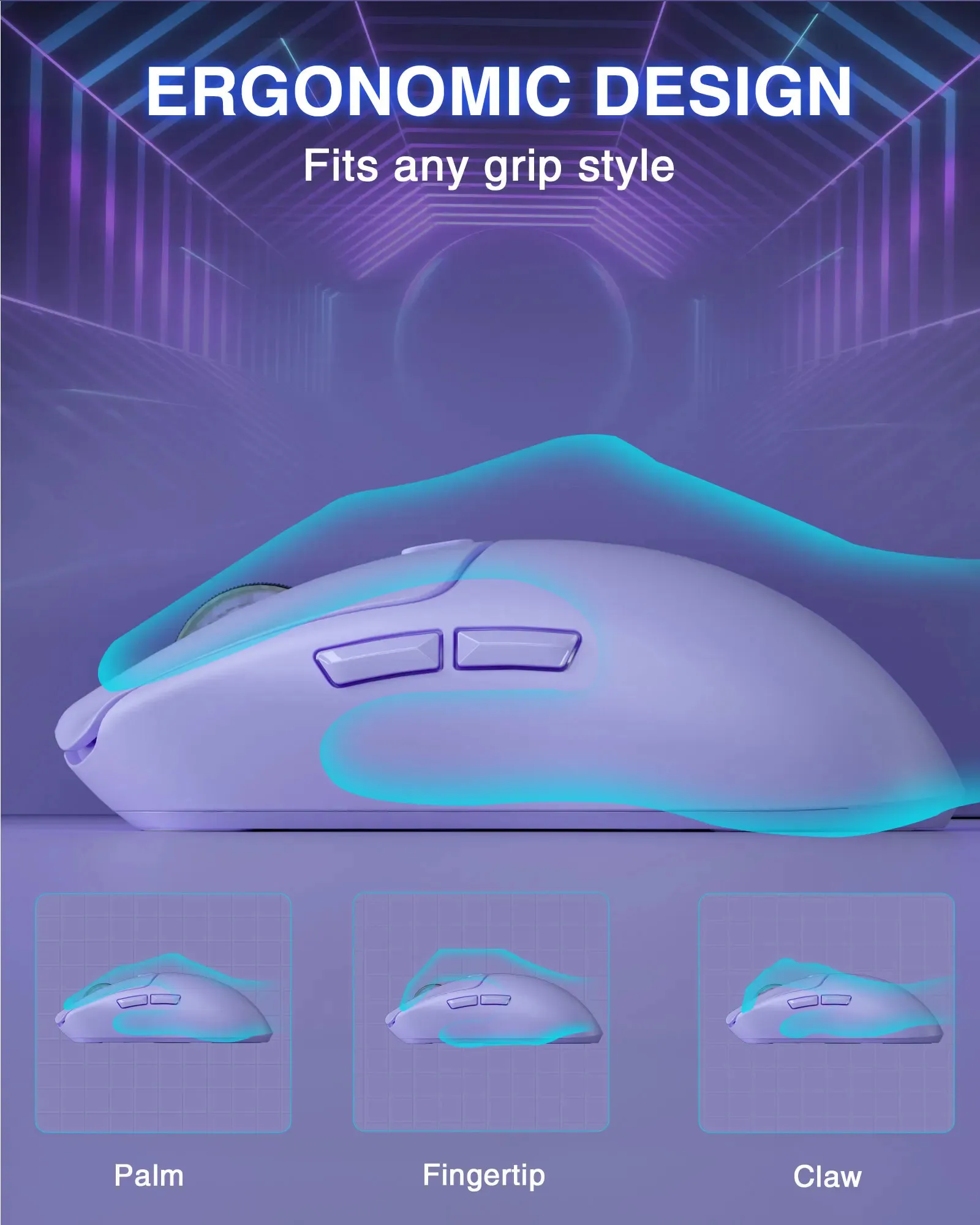 AULA SC580 Tri Mode Rechargeable Purple Gaming Mouse With 10000 DPI ...