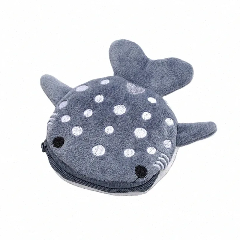 Cute Cartoon Whale Shark Coin Purse Kawaii Plush Polkadot Wallet With ...