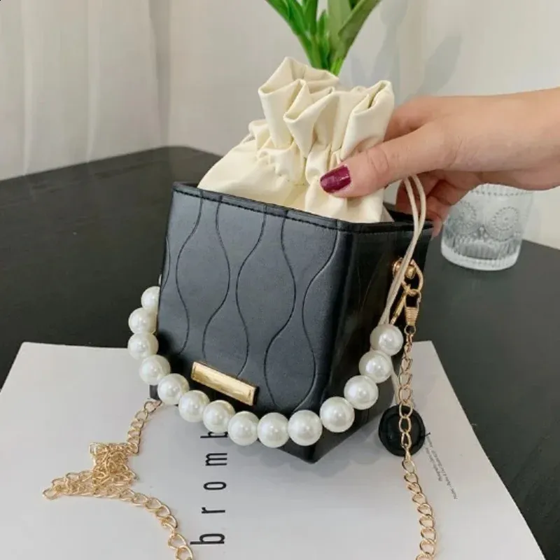 White Women Bags Mini PVC PU Leather Shoulder Bag With Chain Hasp ...