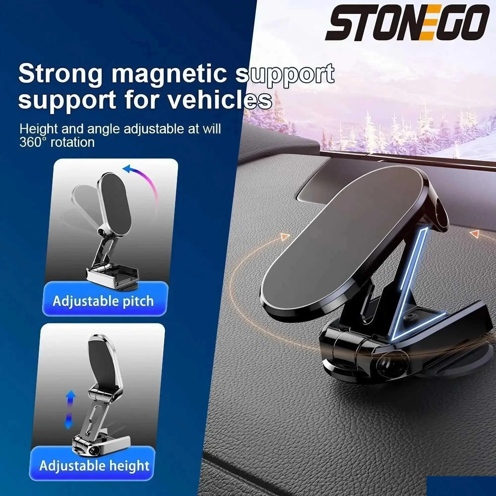 Upgraded Foldable Car Samsung Phone Holder With 360° Rotation Dashboard ...