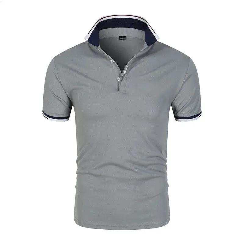 Urban Chic Men's Polo Shirt, Sleek Grey with Classic Striped Trim ...