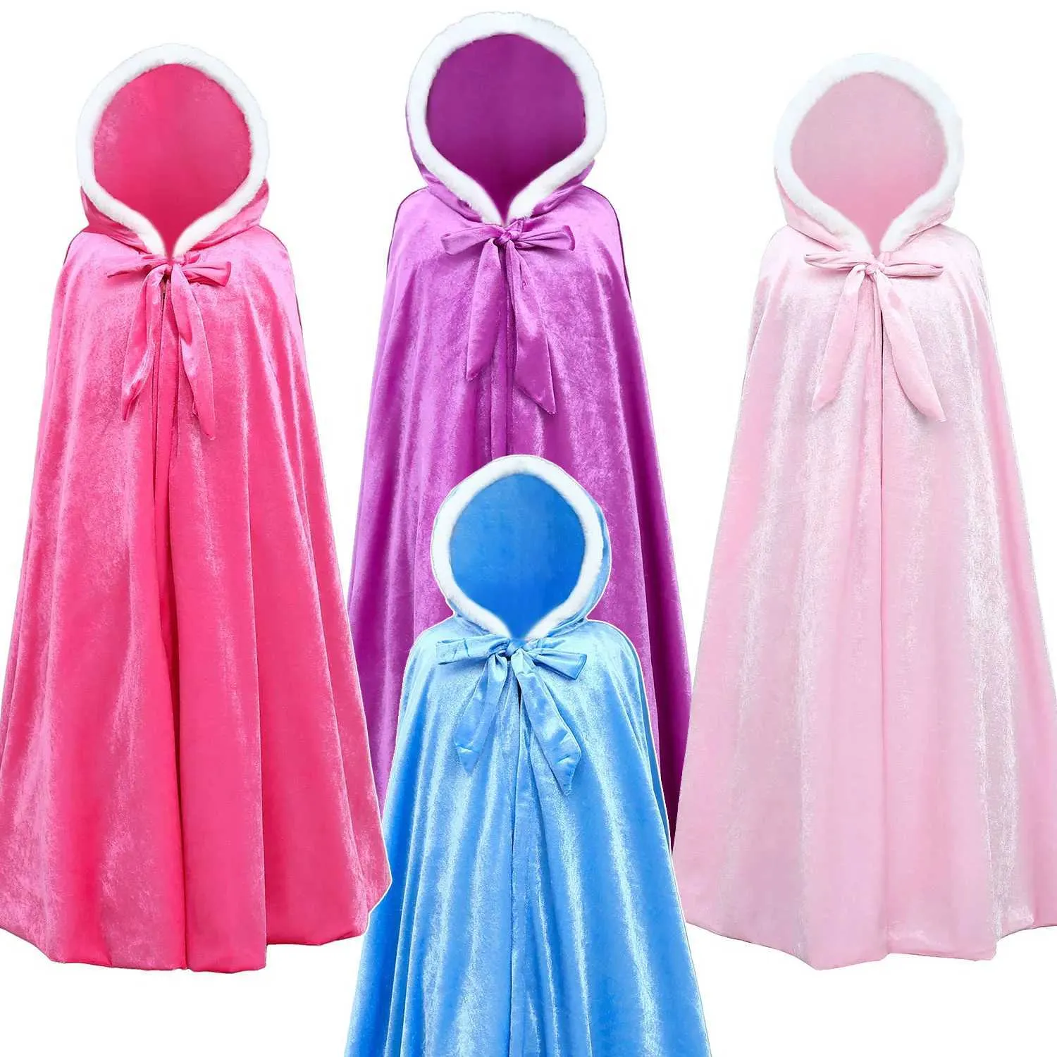W250117 Girls Velvet Cosplay Coat Hooded Corduroy Princess Cloak For ...