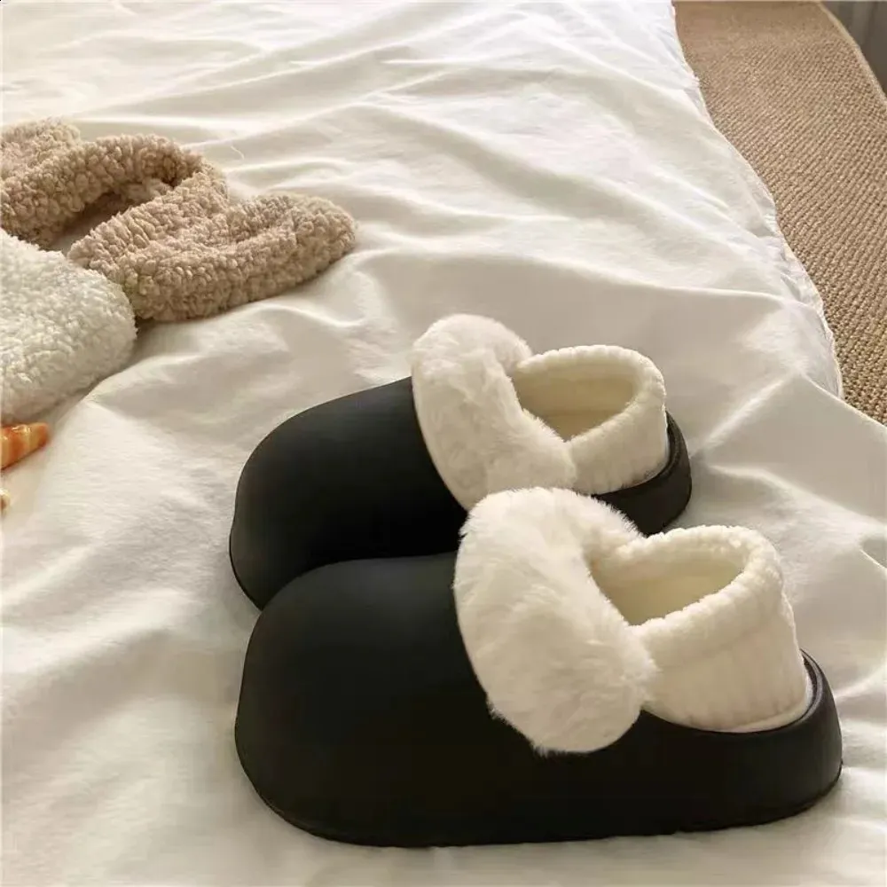 Soft And Warm Indoor Plush Platform Warm Slippers For Winter Furry ...