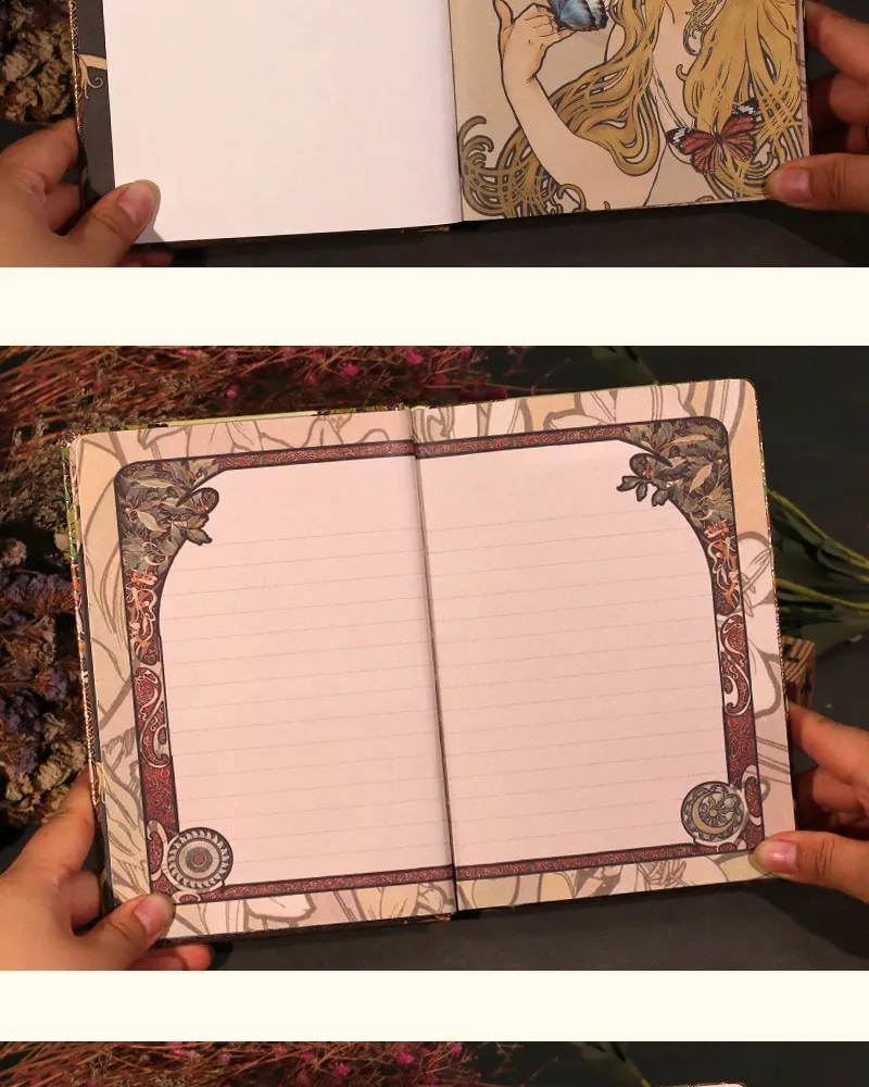 Muchas Painting Series Retro Hardcover Notebooks, Classic Color Page ...