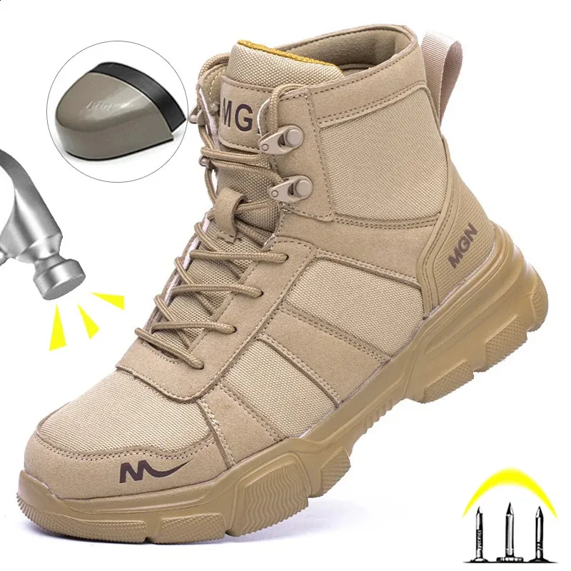 Work Boots Men Steel Toe Safety Shoes Puncture Proof Non Slip ...
