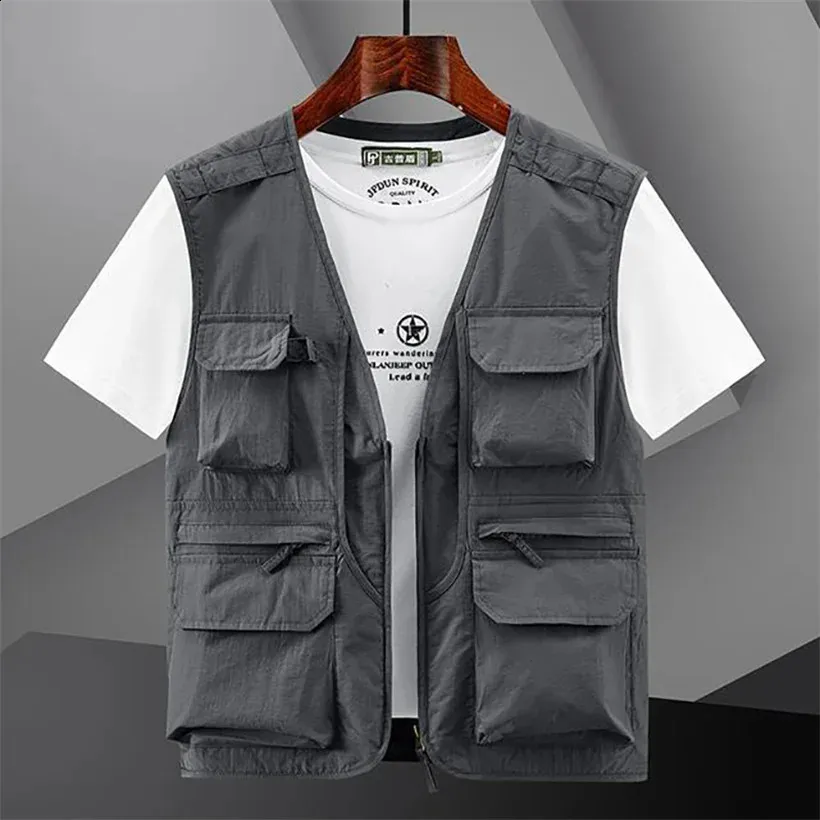 6xl Summer Outdoor Vest Men's Utility Tactical Multi-Pocket Techwear ...