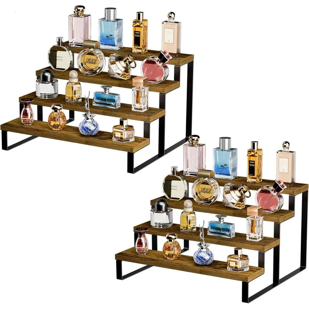 Rustic Wooden Cologne Stand Organizer 4 Tier Spiece Rack With MDF Wood ...