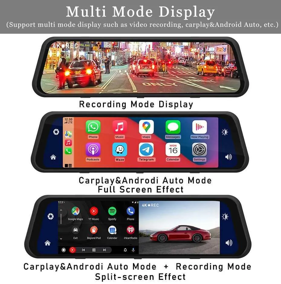 UHD 4K Car Mobile Dvr With Gps With Carplay, Android Auto, GPS, 5G WIFI ...